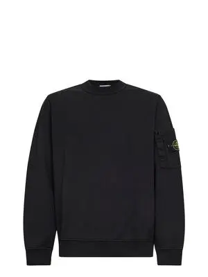 Stone Island Black Cotton Sweatshirt With Ripstop Pocket - Multicolor