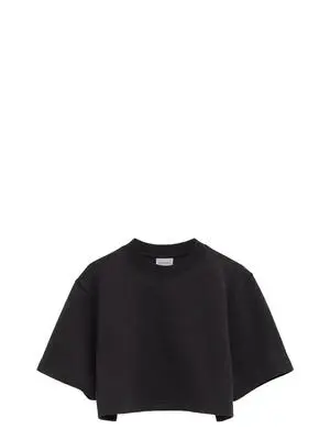 BALENCIAGA BALENCIAGA Cropped Short Sleeve T-Shirt With Embroidered Logo