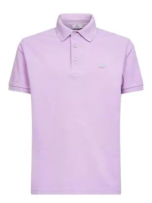 Etro Lilac Cotton Pique Polo Shirt With Pegaso Embroidery - Multicolor