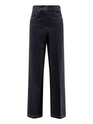 Max Mara Straight Leg Cotton Blend Trousers - Multicolor