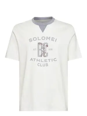 Brunello Cucinelli White Cotton Jersey Printed T-shirt - Multicolor