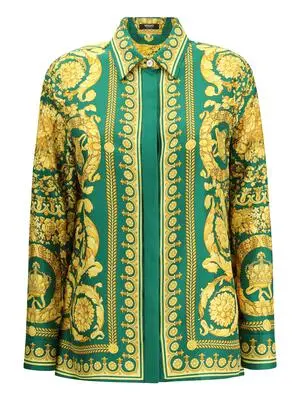 Versace Printed Silk Shirt - Green