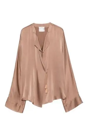 FORTE_FORTE Silk Satin Shirt With Tassel Detail - Multicolor