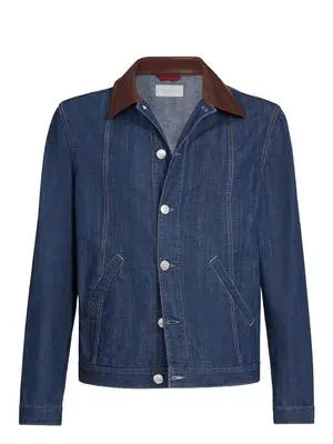 BRUNELLO CUCINELLI BRUNELLO CUCINELLI Denim Jacket With Leather Collar