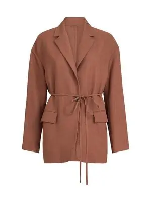 Brunello Cucinelli Linen Blend Blazer With Monili Detail - Orange