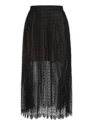 SELF-PORTRAIT SELF-PORTRAIT Organza Lace Midi Skirt Multicolor