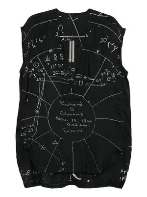 Rick Owens Graphic Print V-neck Sleeveless Top - Black