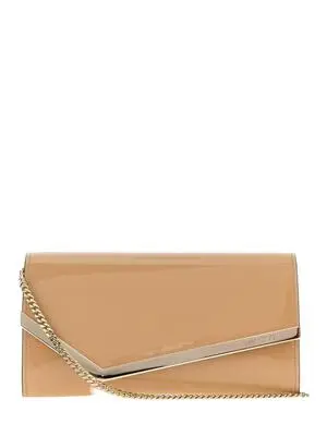 JIMMY CHOO Jimmy Choo Emmie Metallic Leather Clutch Brown