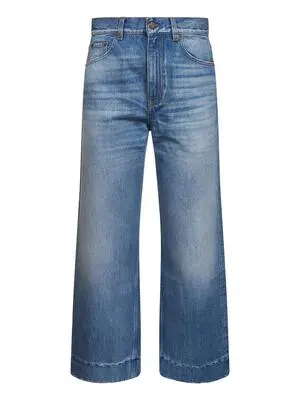 CHLOÉ Chloé Dream Blue Denim High-Rise Cropped Wide-Leg Jeans