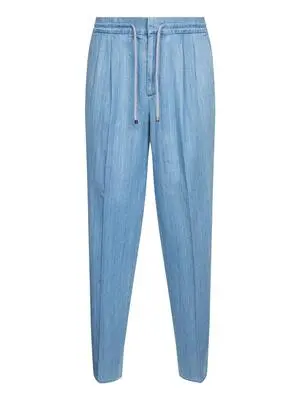 BRUNELLO CUCINELLI BRUNELLO CUCINELLI Light Blue Cotton Two-Pleat Tapered Jeans