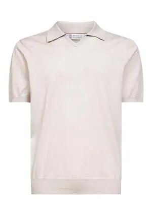 Brunello Cucinelli Brunello Cucinelli Men Jute Cotton Knit Polo Shirt Multicolor
