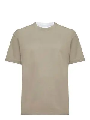 BRUNELLO CUCINELLI Brunello Cucinelli Men Khaki Cotton Faux Layering T-Shirt