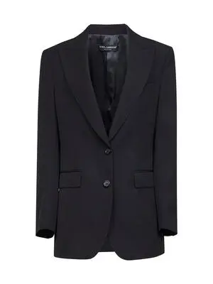 Dolce & Gabbana Black Wool Gabardine Jacket - Multicolor
