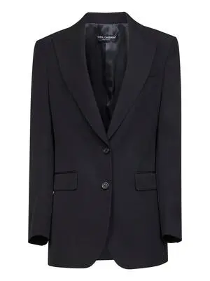 Dolce & Gabbana Black Wool Gabardine Jacket - Multicolor