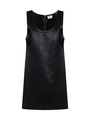 Saint Laurent Black Satin Cassandre Sheath Mini Dress - Multicolor