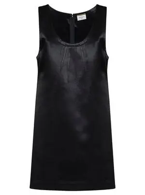 Saint Laurent SAINT LAURENT Black Satin Cassandre Sheath Mini Dress Multicolor