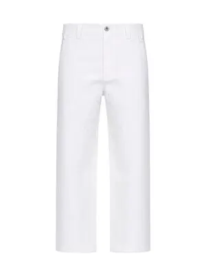 Brunello Cucinelli White Gabardine Chino Crop Trousers - Multicolor