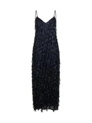 Stella McCartney Long Dress With Lurex Fringes - Multicolor