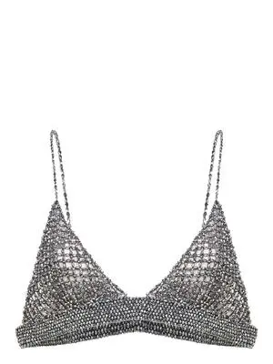GOLDEN GOOSE Silver Crystal-embellished Crochet Top - Multicolor