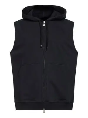 Brunello Cucinelli Black Techno Fleece Zip-up Hooded Vest - Multicolor