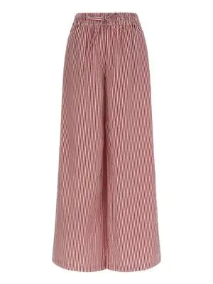 P.a.r.o.s.h Cashine Striped Cotton Poplin Pants With All-over Rhinestones - Red