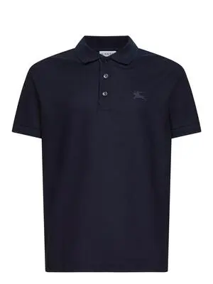 Burberry Blue Cotton Pique Polo Shirt With Embroidered Equestrian Knight Design - Multicolor
