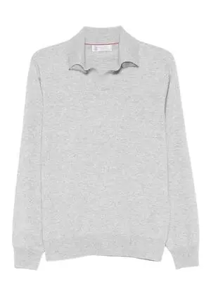 Brunello Cucinelli BRUNELLO CUCINELLI Ribbed Knit Half-Zip Jumper Gray