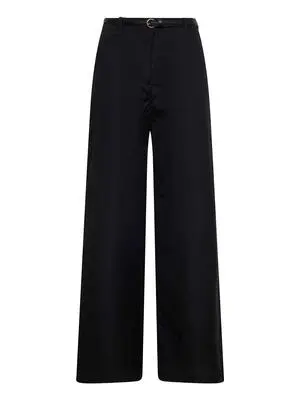 Max Mara Black Poplin Wide Leg Trousers - Multicolor