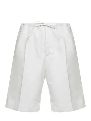 Bottega Veneta Chalk Cotton Poplin Pleated Bermuda Shorts - Multicolor
