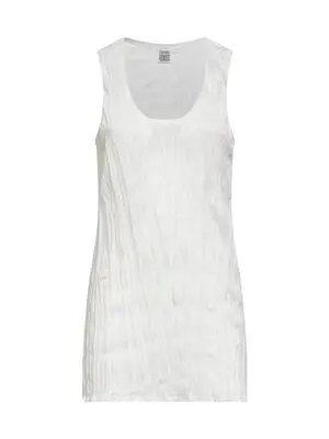 TOTEME White Crinkled Viscose Blend Knit Tank Top - Multicolor