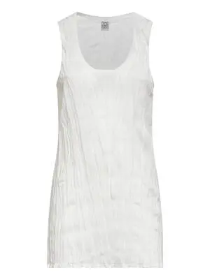 TOTEME TOTEME White Crinkled Viscose Blend Knit Tank Top Multicolor