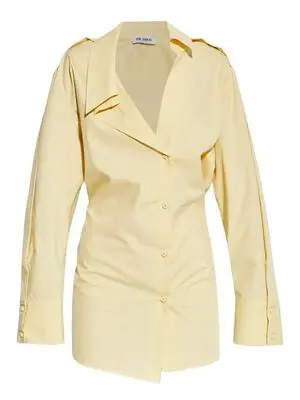 Attico Long Sleeve Collared Button-up Dress - Yellow
