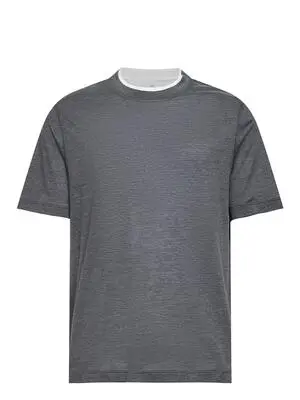 Brunello Cucinelli Dark Grey Jersey Faux Layering T-shirt - Multicolor