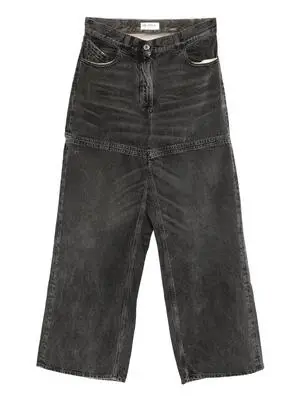 Attico High-waisted Wide-leg Five-pocket Jeans - Black