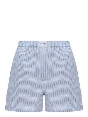 Attico THE ATTICO Striped Cotton Shorts Blue