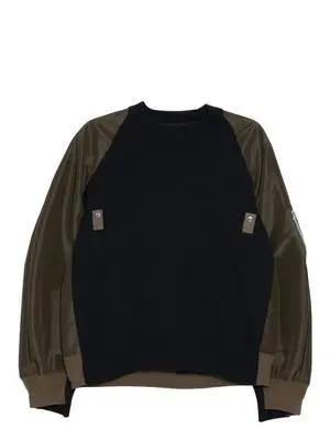 Sacai SACAI Black Cotton Blend Crew Neck Sweatshirt With Zip Pocket Black