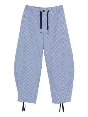Sacai Cropped Balloon Leg Trousers In Stripe - Blue