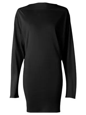 Jacquemus Boat Neck Long Sleeve Draped Cut-out Dress - Black