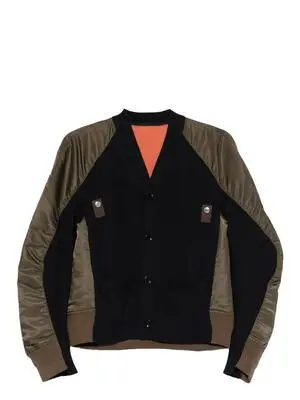 Sacai Khaki Cotton Blend Cardigan - Green