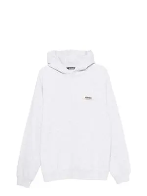Jacquemus Light Grey Cotton Patch Hoodie - Gray
