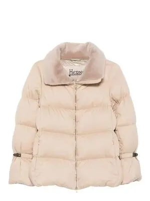 Herno HERNO Quilted Hooded Zip Up Down Jacket Pink