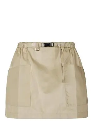 Prada Straight Skirt With Belted Waist And Triangle Logo - Cream