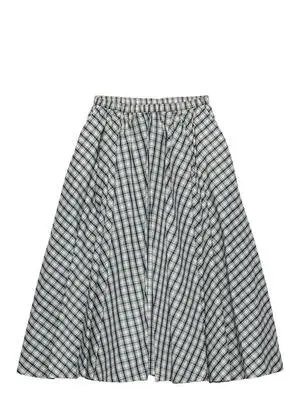 Prada Full Skirt With Check Print - Blue