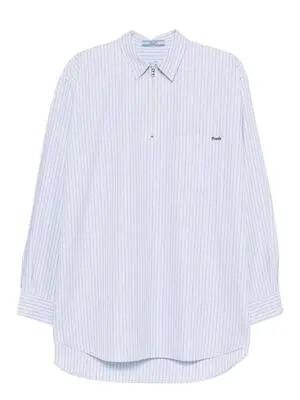 Prada Cotton Striped Zip-up Shirt - Blue