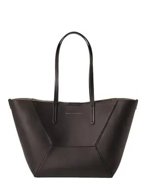 Brunello Cucinelli Calfskin Tote Bag - Brown