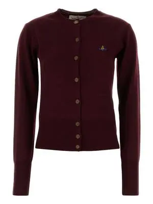 VIVIENNE WESTWOOD Burgundy Virgin Wool Cardigan - Red