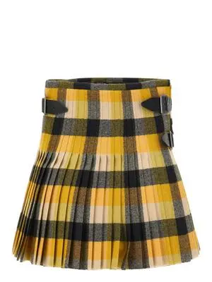 VIVIENNE WESTWOOD Pleated Kilt Skirt With Silver-tone Buckles - Yellow