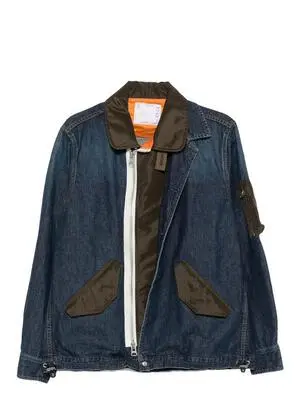 Sacai Denim Jacket With Zip Fastening - Blue