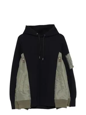 Sacai Paneled Drawstring Hoodie - Blue