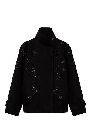GOLDEN GOOSE Embellished Floral Denim Jacket - Black